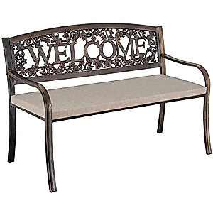 baibu 42 Inch Classic Solid Color Bench Cushion with Ties, Non-Slip Indoor Outdoor Rectangle Bench Seat Cushion Standard Size Foam Pad with Machine Washable Cover - One Pad Only (Beige, 42x17x1.5in)