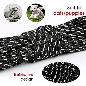 Rypet Reflective Cat Long Leash - 15 FT Escape Proof Walking Leads Yard Long Leash Durable Safe Personalized Extender Leash Traning Play Outdoor for Kitten, Puppy, Rabbit and Small Animals