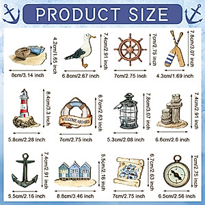 Maitys 36 Pcs Summer Wooden Ornaments Ocean Beach Tree Decorations Coastal Nautical Navigation Wooden Cutouts Summer Hanging Ornaments Summer Decorations for Home Small Tree Party Office(Navigation)