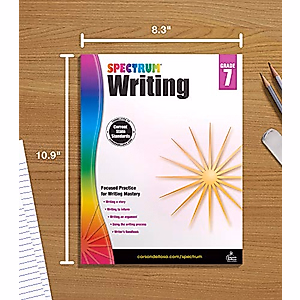 Spectrum 7th Grade Writing Workbooks, Ages 12 to 13, 7th Grade Writing, Informative, Argumentative, Comparative, and Fiction Story Writing Prompts, Writing Practice for Kids - 136 Pages