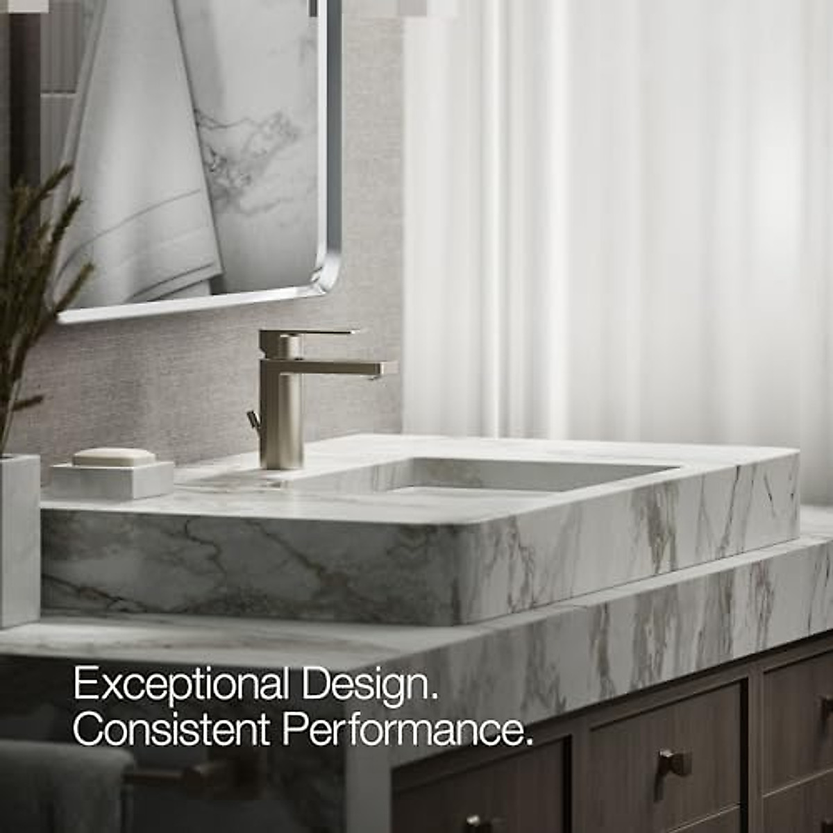 KOHLER 23472-4-Bn Parallel 1.2 Gpm Bathroom Sink Faucet, Single Handle, Brushed Nickel