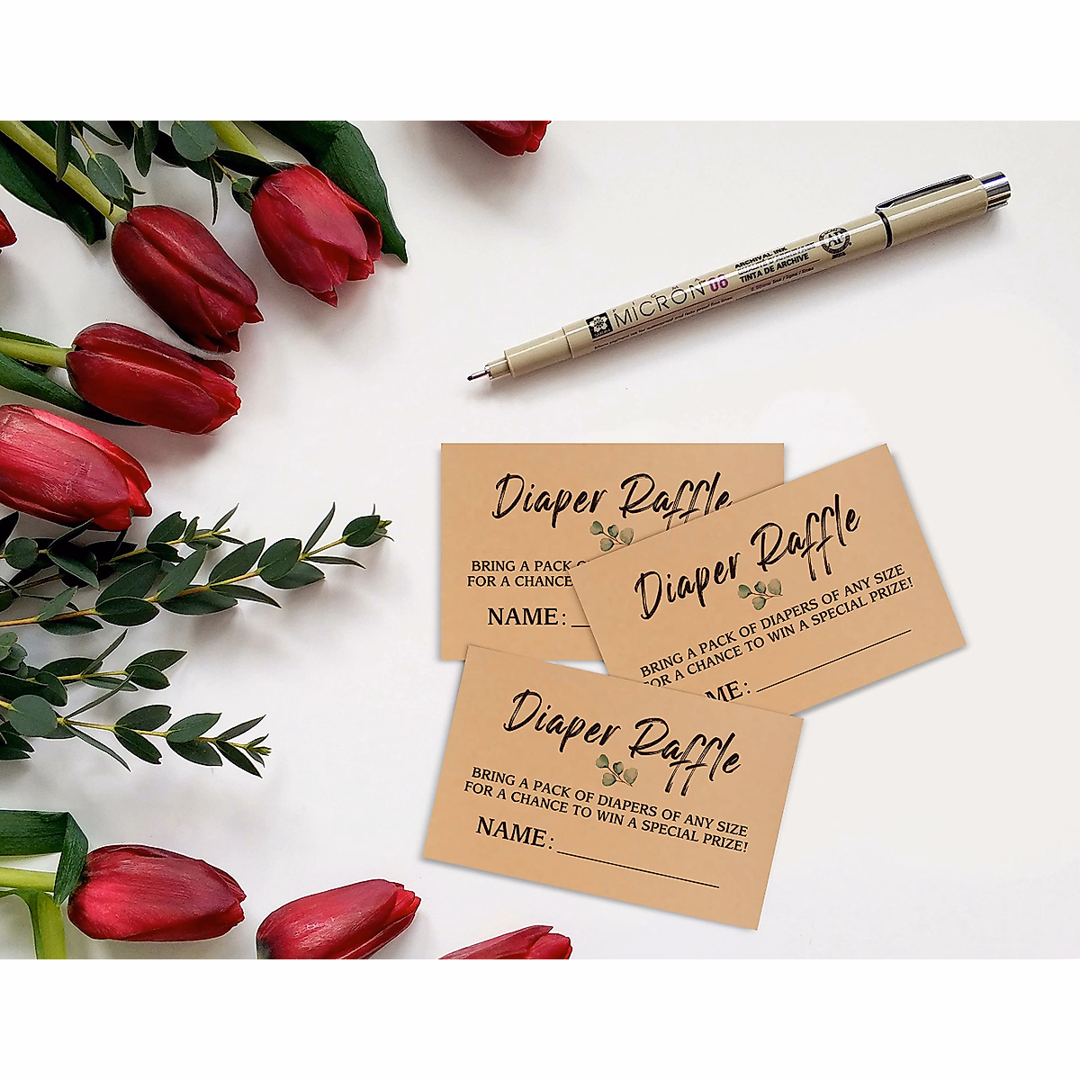 1 Diaper Raffle Kraft Sign & 50 Raffle Kraft Cards Set, Gender Neutral Baby Shower, Baby Showers Decorations, Baby Shower Games/111KF