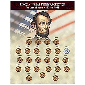 American Coin Treasures The Last 25 Years of Lincoln Wheat Penny Collection (1934-1958) Genuine United States One Cent Coinage