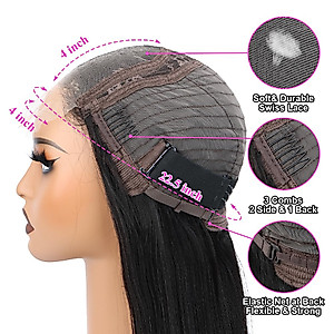 4x4 Body Wave Lace Front Wigs Human Hair Pre Plucked with Baby Hair 150% Density 16 Inch Human Hair Wigs Brazilian Virgin Frontal 4x4 Glueless HD Lace Closure Wig Human Hair for Black Women