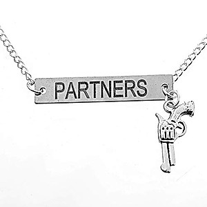 MJartoria Best Friend Necklaces Partners in Crime Engraved Friendship BFF Necklace for 2(Silver color3)
