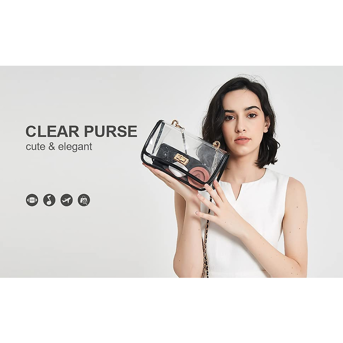 Clear Purse for Women, Clear Bag Stadium Approved, Stylish & Secure Clear Crossbody Bag, Clear Shoulder Handbag, Transparent Clutch Satchel