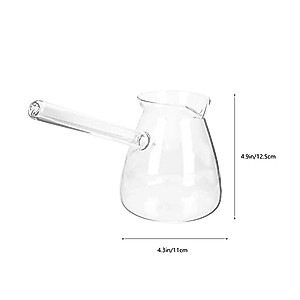 Glass Turkish Coffee Pot with Handle, Milk and Butter Warmer, Stovetop Tea Maker Coffee Maker, Heat- resistance Hot Chocolate Melting Pot, 450ML