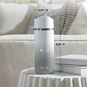 Ninja, Travel Mug, Sip Perfect 16oz, Brings Hot Drinks to Sippable Temperature in Minutes, Stainless Steel, Leak Proof, Dishwasher Safe, Metal Insulated Tumbler, White, DW1603WH