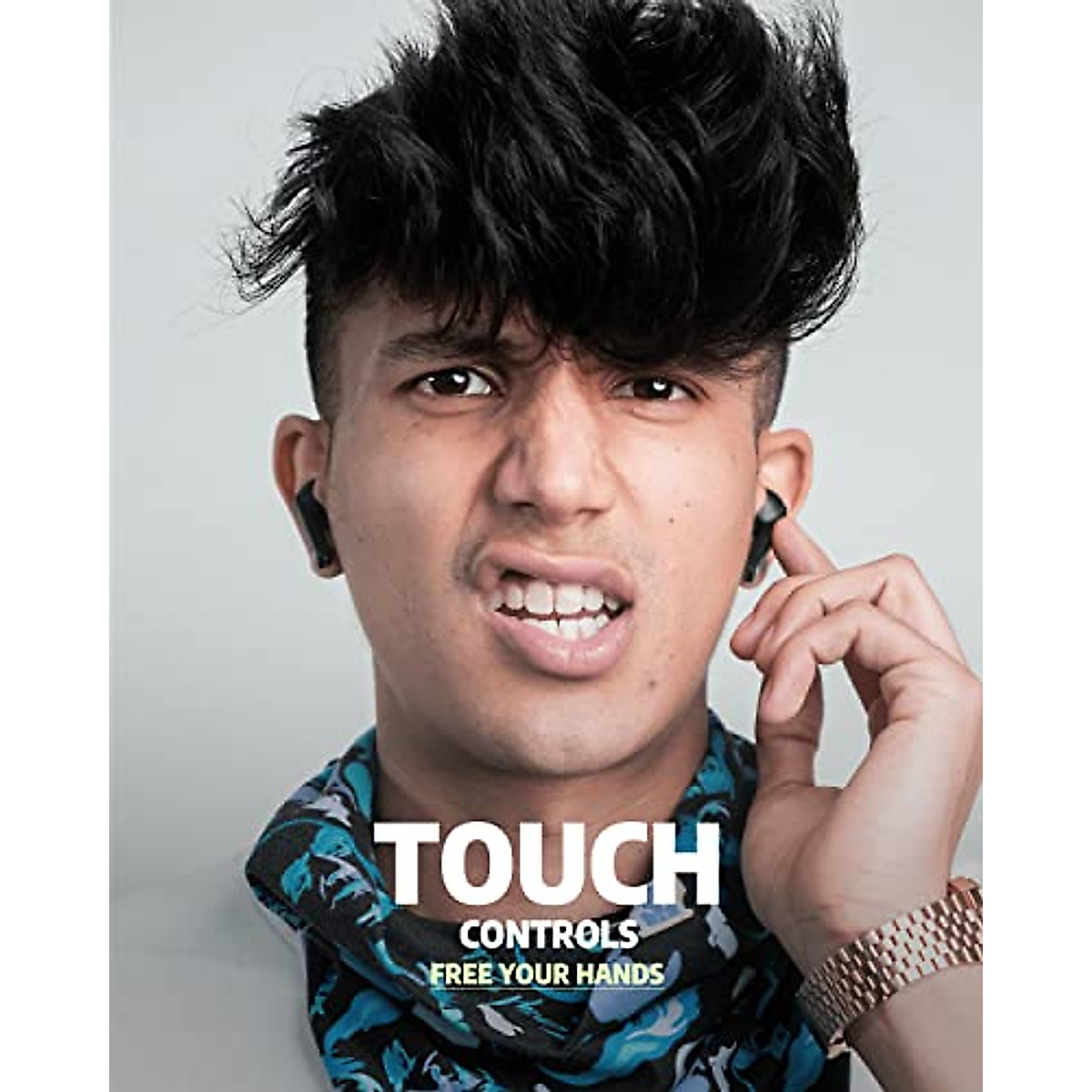 Wireless Earbuds, Active Noise Cancelling, 20 Hours Playtime, Workout Sweat Resistant, Touch Control (Gray)