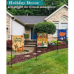 Koutemie 49 Inch Extra Tall Garden Flag Stand Holder Pole with 5 Prong Bases for 12 x 18 Outside Fall Yard Flags Décor, Matte Black