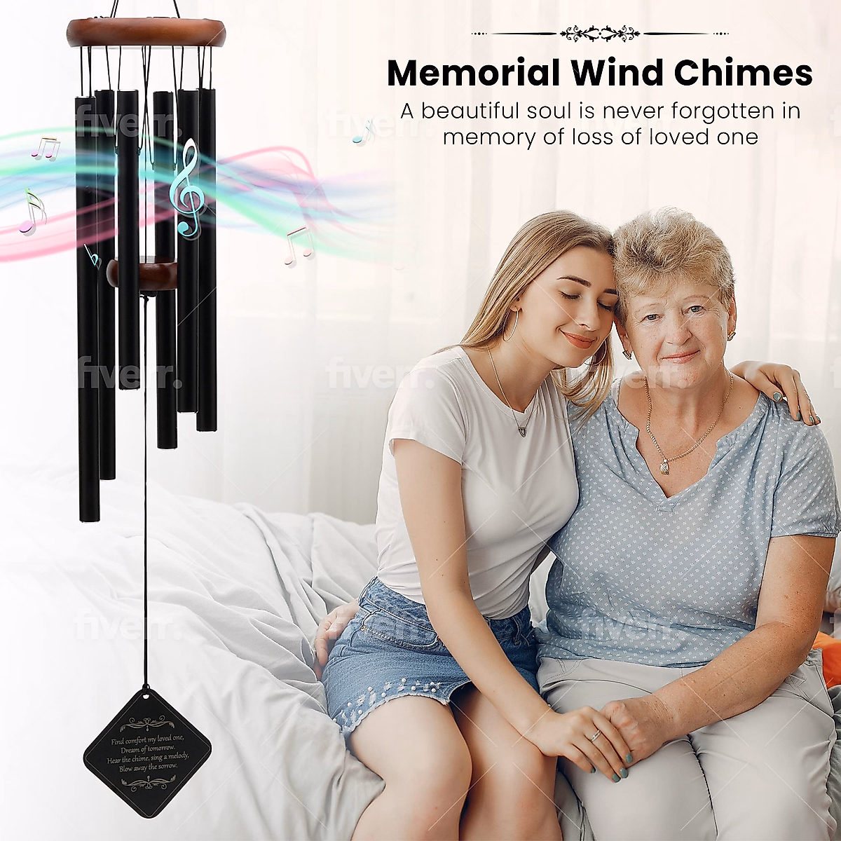 Personalized Memorial Wind Chimes Sympathy Memorial Gifts For Loss Of Father Or Memorial Gifts For Loss Of Mother Remembrance Windchimes Loss Of A Loved One, Memory Bereavement & Funeral Gifts