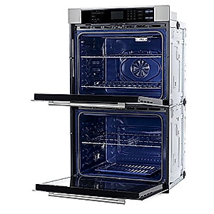 COSMO COS-30EDWC 30 in. Haven Collection Double Electric Wall Oven, True Convection, Blue Porcelain, Self Cleaning in Stainless Steel