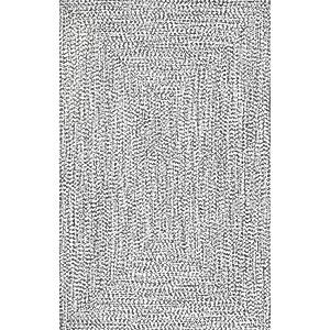 nuLOOM Wynn Braided Indoor/Outdoor Area Rug, 5' x 8', Light Grey/Salt and Pepper