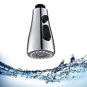 BANGPU Pull Out Faucet Sprayer Head Replacement 3 Function Kitchen Bathroom Sink Facuets Spray Nozzle Part Pull Down Spray Head for Kitchen Sink Faucets, Chrome Polished