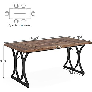 Tribesigns 63 L x31W x 30 H Executive Desk, Farmhouse Wood Computer Desk, Large Home Offcie Table with Black Metal Frame, Long Table