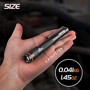 NICRON B22W LED Pocket Pen Light,Small,Compact,Portable,Zoomable Flashlight with Clip for Inspection,Camping,Outdoor,Everyday Use