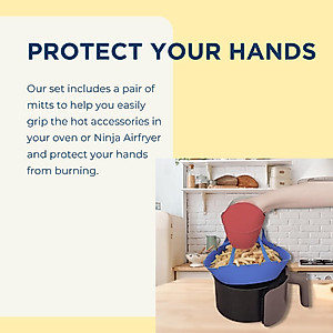 Air Fryer Silicone Liners Round Reusable Air Fryer Silicone Accessories Set 2 Mitts and Tongs Air Fryer Silicone Basket Multipurpose Air Fryer Accessory mat