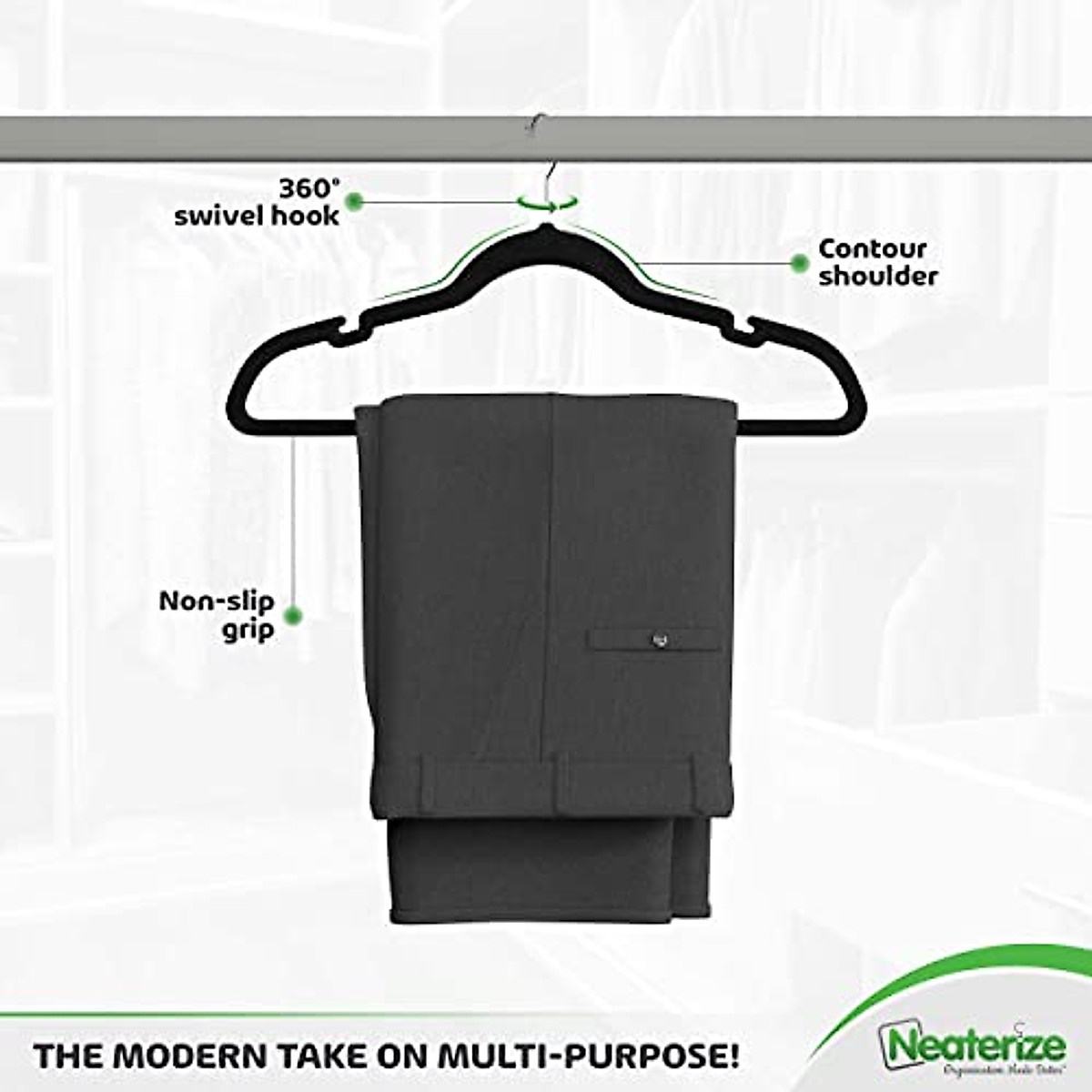 Velvet Hangers 20 Pack Black – Heavy Duty Velvet Clothes Hangers - Non Slip Felt Coat and Suit Hangers for Closet - Lightweight Thin Space Saving Ganchos para Colgar Ropa