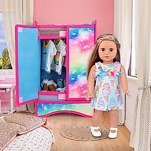 ZITA ELEMENT 18 Inch Girl Doll Accessories Closet Wardrobe Set - Including 18 Inch Doll Clothes Wardrobe, Hangers and Storage Box for Our My Generation Life Doll Accessories