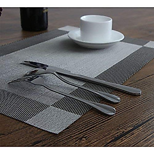 Bright Dream Placemats Easy to Clean Plastic Placemat Washable for Kitchen Table Heat-resistand Woven Vinyl Table Mats 12x18 inches Set of 4 (Grey