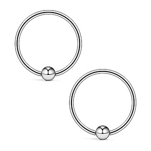 Ruifan 12PCS 316L Surgical Steel Captive Bead Rings Nose Belly Eyebrow Tragus Lip Ear Nipple Hoop Ring BCR 16G 10MM