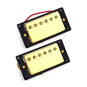 Metallor Humbucker Double Coil Pickups Neck and Bridge Pickup Compatible with LP Style Electric Guitar Parts Replacement Gold.