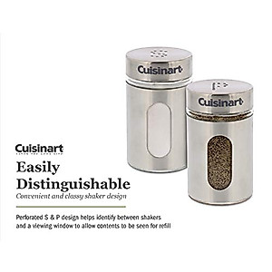 Cuisinart Salt and Pepper Shakers Set, 2.8 ounces - Easy to Fill Glass Salt and Pepper Shakers with Viewing Window - Great for Storing Salt and Pepper, Spices and Seasonings - Black