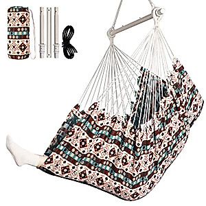 Chihee Hammock Chair Cotton Jacquard Weave Hanging Chair Max 330 lbs Hanging Seat Patio Lawn Chair Advanced Dense Fabric,Ultra Wear-Resistant Excellent Support Superior Comfort & Durability