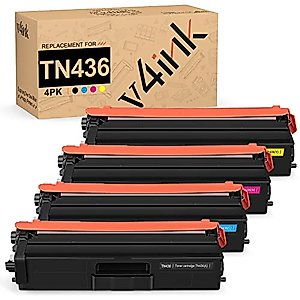 v4ink Compatible TN-436 Toner Cartridge Replacement for Brother TN436 TN436BK to use with HL-L8360CDW HL-L9310CDW HL-L8260CDW MFC-L9570CDW MFC-L8610CDW MFC-L8900CDW HL-L8360CDWT (4-Pack Color Set)