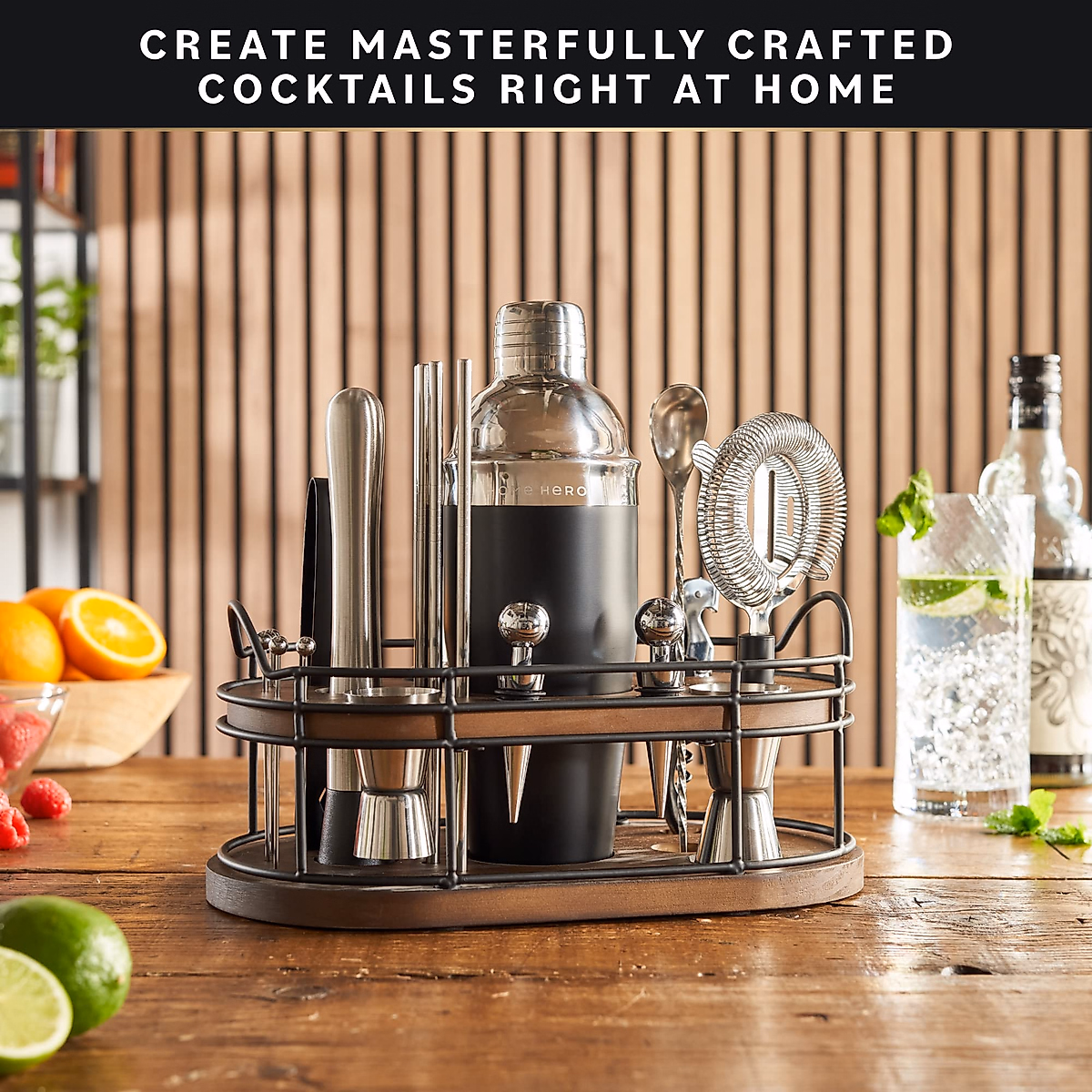 22-Piece Bar Set, Cocktail Shaker, Bartender Kit - Cocktail Kit, Bar Accessories for The Home Bar Set, Cocktail Shaker Set, Cocktail Set, Bar Tools, Bartender Set, Bar Kit, Shaker Set Bartender Kit