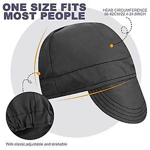 Janmercy 2pcs Welding Caps for Men Flame Resistant Cotton Welding Hat Welder Caps Mesh Inside Liner Elastic Low Crown (Black Gray)