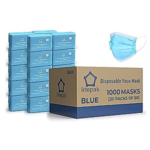 Disposable Face Masks - 1,000 PCS - for Home & Office - Breathable & Comfortable Filter (Blue)