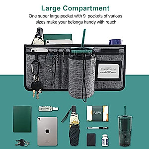 Basket for Walker, Ravmix Walker Accessories Bag with Cup Holder, Walker Basket for Folding Walker Hands-Free Storage Bag with Big Capacity & Never Tipping Over, Space Gray