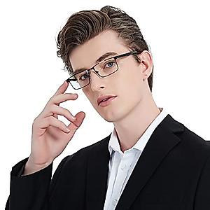 NaNaKo 5 Pack Reading Glasses for Men, Lightweight Blue Light Blocking Metal Frame Mens Readers (Black+Gunmetal+Blue, 1.25)