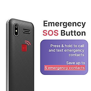 Jethro SC490 4G Unlocked Senior Cell Phone/Plan 6 Months, Unlimited Talk & Text, SIM Card Included, Easy-to-Use for Elders and Kids, Big Screen and Buttons, FCC Certified