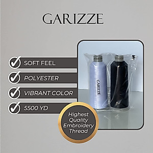 Madeira Embroidery Thread - Madeira 1801 - Madeira 1800 - Black and White Embroidery Thread - Embroidery Machine Thread - Cone - 2 Huge Spool of 5500Yd All Purpose Sewing