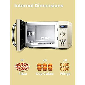 COMFEE' Retro Small Microwave Oven With Compact Size, 9 Preset Menus, Position-Memory Turntable, Mute Function, Countertop Microwave Perfect For Small Spaces, 0.7 Cu Ft/700W, Cream, AM720C2RA-A