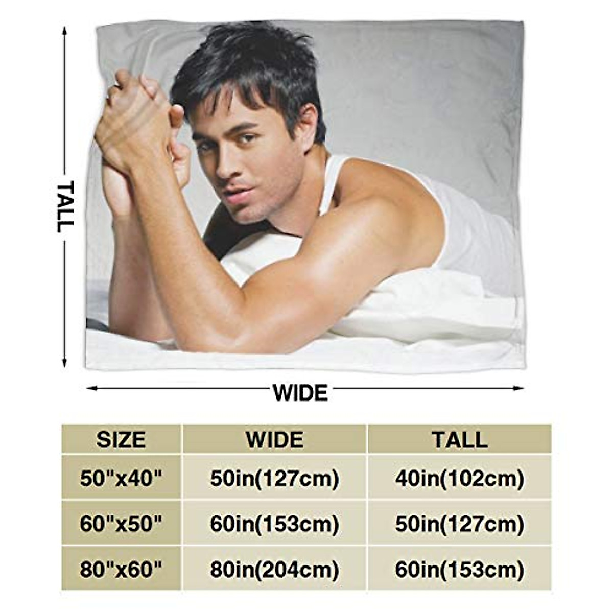 Peter E Nash Enrique Iglesias Blanket Flannel Throw Blanket Home Decoration Couch Sofa Bed Outdoor Throw Blankets 50"x40"