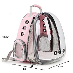 Lollimeow Pet Carrier Backpack, Bubble Backpack Carrier, Cats and Puppies,Airline-Approved, Designed for Travel, Hiking, Walking & Outdoor Use (Pink-Front Expandable)