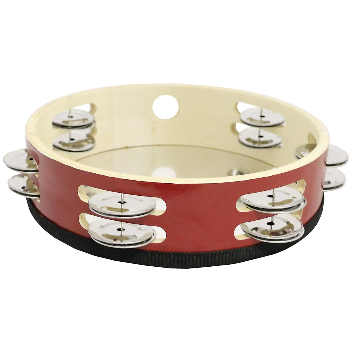Danzcue 8 Inches Silver-Red Double Rows Jingles Tambourine