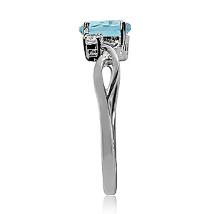 Silvershake Genuine Blue Topaz White Gold Plated 925 Sterling Silver Engagement Ring Size 10