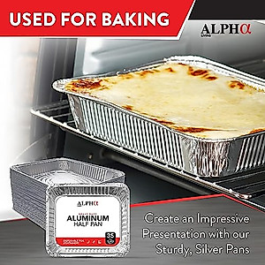 ALPHA LIVING 35 Pack Aluminum Foil Pans - Heavy Duty Aluminum Foil Baking Pan – Multipurpose Half Sheet Pans for BBQ, Oven, Freezer, Heating – Eco-Friendly Food Safe Oven Pan