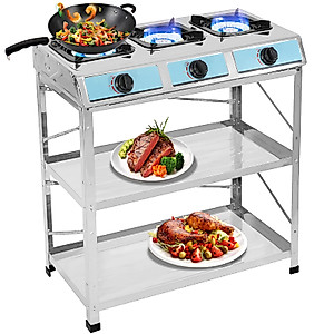 Propane Gas Stove 3 Burner Gas Stove with Removable Leg Stand Portable Gas Stove Auto Ignition Camping three Burner LPG for RV, Apartment, Outdoor