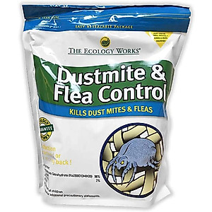 The Ecology Works - Dust Mite and Flea Control Powder (2lb) - Eliminate Dust Mites, Fleas & Reduce Allergies, Gentle Hypoallergenic Formula for Fabric, Furniture, Pet Beds & More