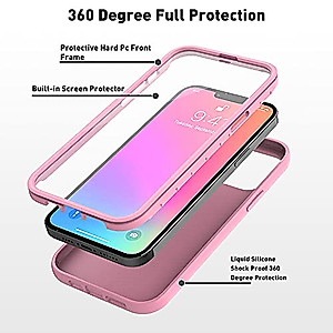 GW USA Compatible for Apple iPhone 13 Pro Max / 12 Pro Max Case with Built-in Screen Protector,Rugged PC Front Cover + Soft TPU Non-Slip Cover, Shockproof Full-Body Protective Case Cover - Pink