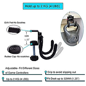 YYST Desk Mount Game Controller Holder Clamp On Hanger Holder Storage Rack for PS3/PS4/PS5/Xbox 360/Xbox One/S/X/Elite/Series S/Series X Controller, Pro Controller (1)