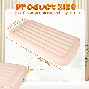 Geetery 2 Pcs Kids Air Mattress Toddler Inflatable Sleepover Airbed 55 x 27.6 x 8.7 Inch Foldable Comfort Flocked Blow up Bed with Patch Kit Portable Air Mattresses for Home Travel Camping Party