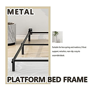 NNV Twin XL Bed Frame 7 Inch Metal Platform Bed Frame Base for Box Spring and Mattress 6-Legs Support Noise-Free Non-Slip Easy Assembly Black