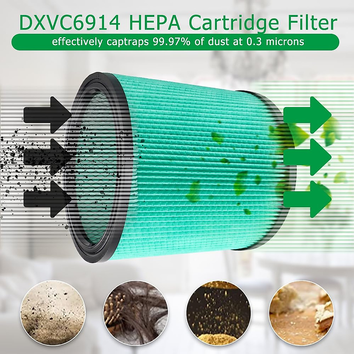 2 Pack DXVC6914 HEPA High Efficiency Cartridge Filter Fit for Dewalt 6-16 Gallon Wet/Dry Vacuum Cleaners DXV06P DXV09P DXV10P DXV10PL DXV10SA DXV12P DXV14P DXV16P
