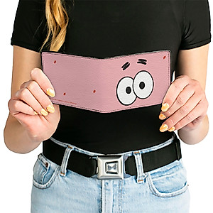 Buckle-Down Men's Nickelodeon Wallet, Bifold, Spongebob Squarepants Patrick Starfish Eyes Close Up Pink, Vegan Leather, 4.0" x 3.5"